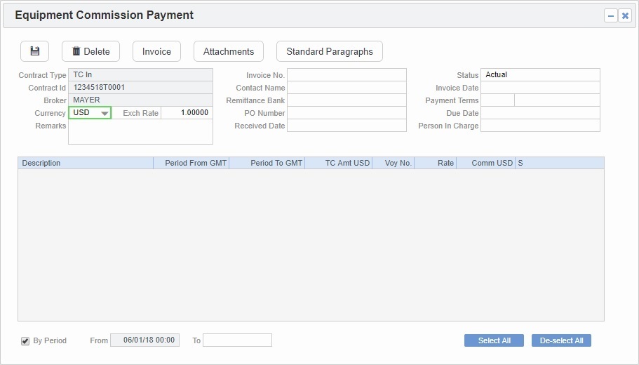 IMOS - Equipment Commission Payment